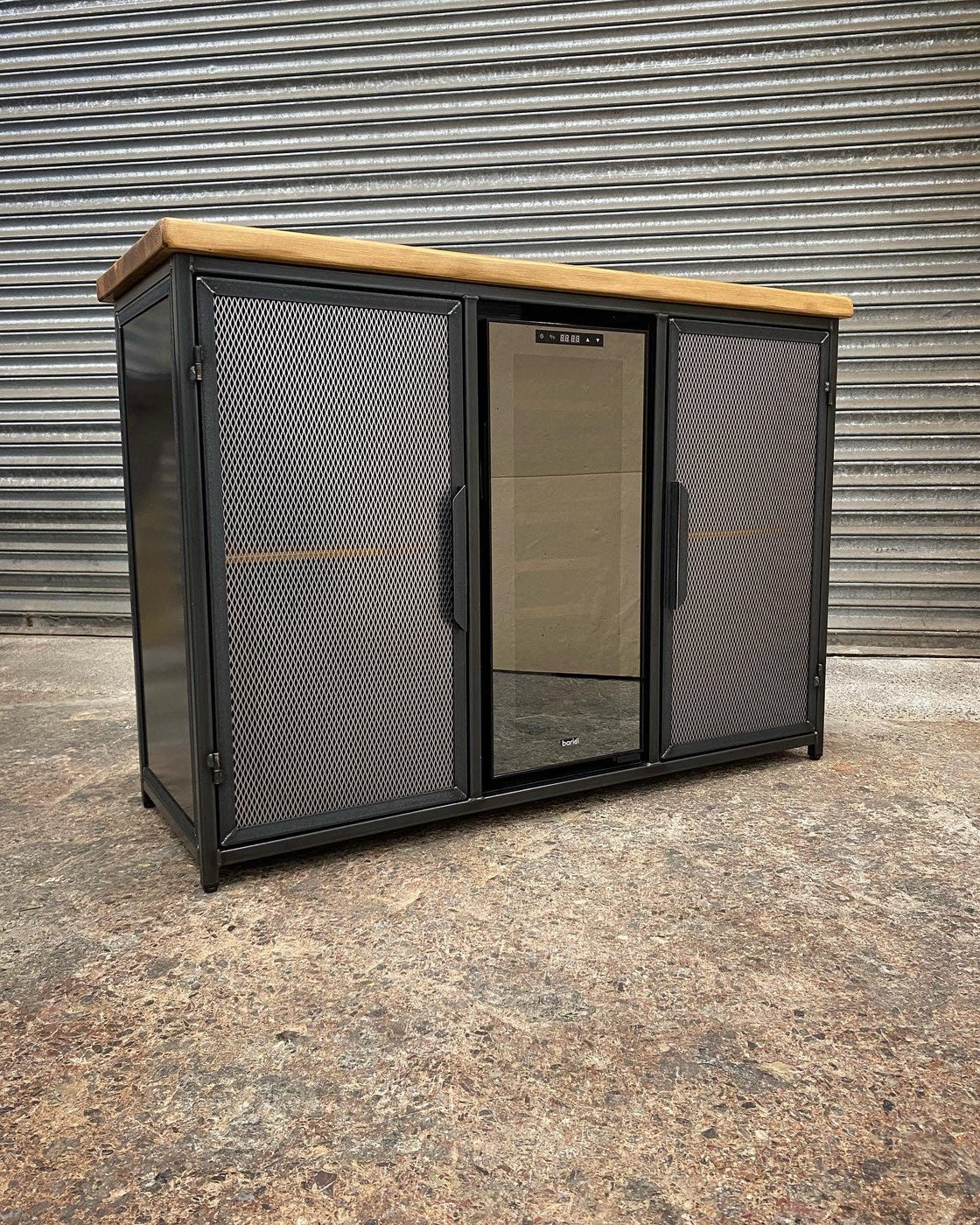 RSD Furniture Industrial style sideboard with wine cooler fridge - Hom — epicmancave.com